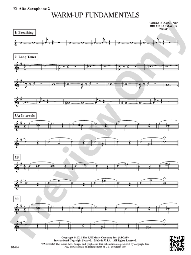 Warm-Up Fundamentals for Concert Band: E-flat Alto Saxophone 2: E-flat Alto Saxophone 2 Part ...