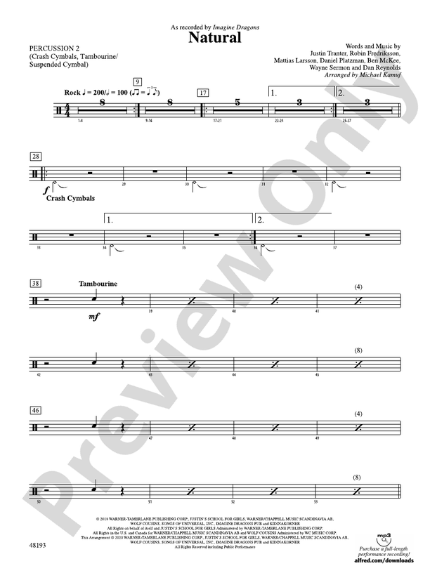 Natural: 2nd Percussion: 2nd Percussion Part - Digital Sheet Music Download