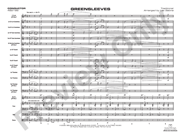 Greensleeves: Score: Jazz Ensemble Score - Digital Sheet Music Download