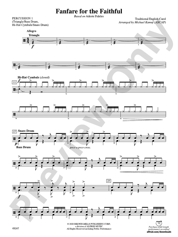 Fanfare for the Faithful: 1st Percussion: 1st Percussion Part - Digital Sheet Music Download