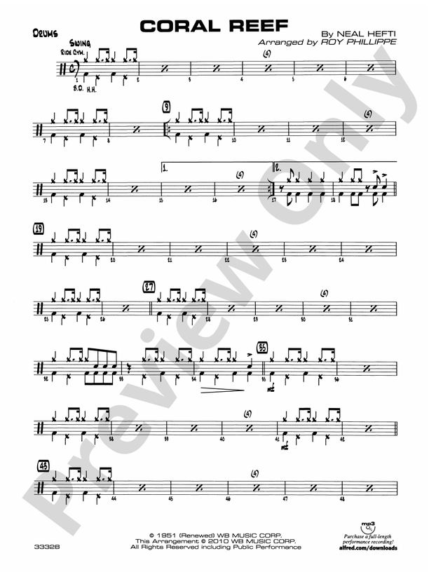 Coral Reef: Drums: Drums Part - Digital Sheet Music Download