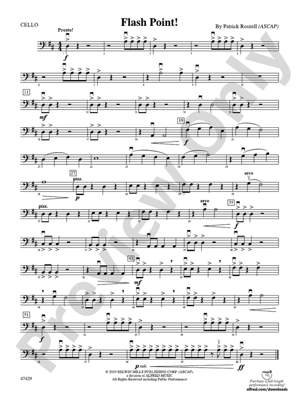 Flashpoint!: Cello: Cello Part - Digital Sheet Music Download