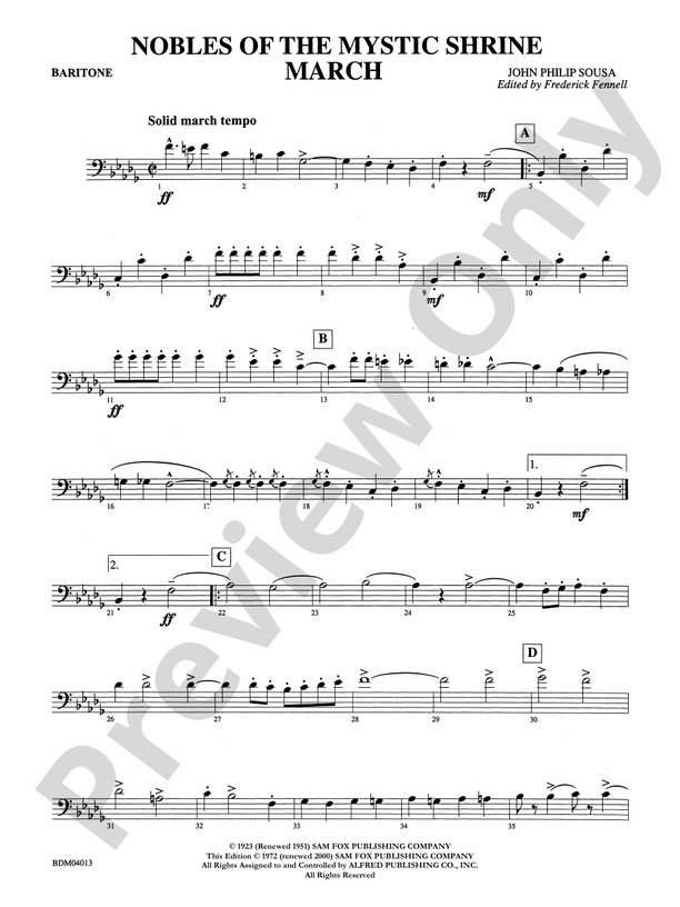 Nobles of the Mystic Shrine (March): Baritone B.C.: Baritone B.C. Part ...