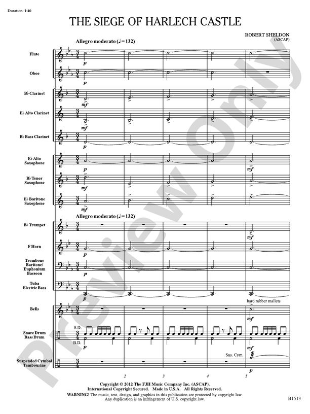 The Siege of Harlech Castle: Score: Concert Band Score: Robert Sheldon ...