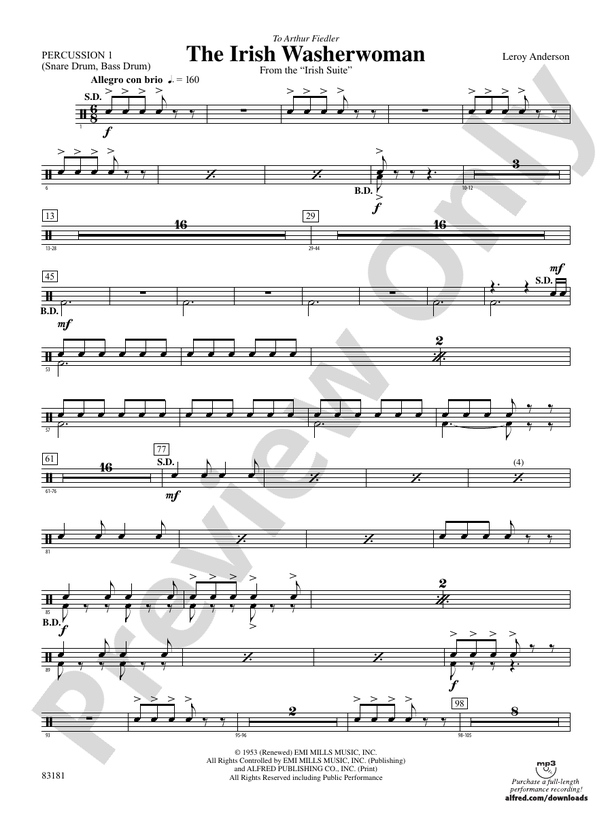 The Irish Washerwoman (from the Irish Suite): 1st Percussion: 1st ...