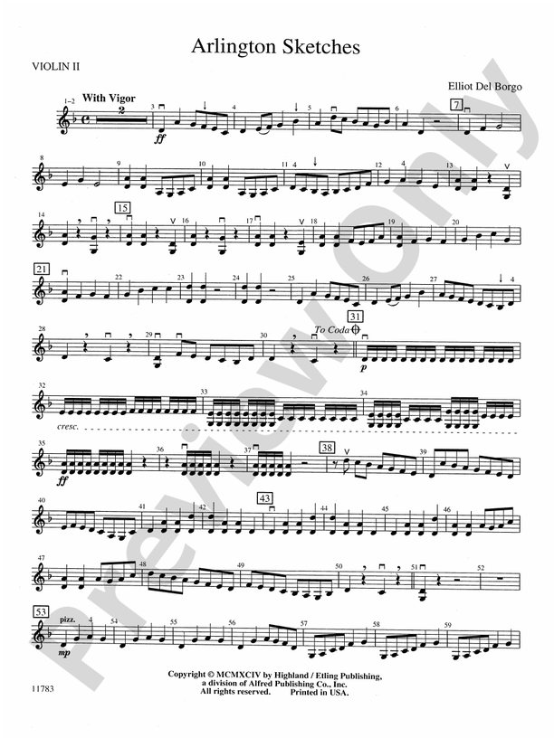 Arlington Sketches: 2nd Violin: 2nd Violin Part - Digital Sheet Music ...