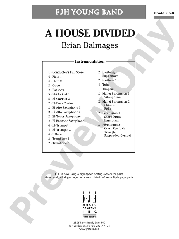 A House Divided: Concert Band Conductor Score & Parts: Brian Balmages ...