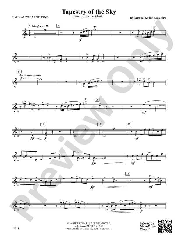 Tapestry of the Sky: 2nd E-flat Alto Saxophone: 2nd E-flat Alto ...