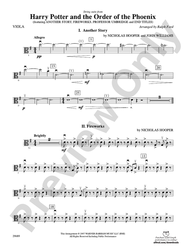 Harry Potter and the Order of the Phoenix, String Suite from: Viola ...