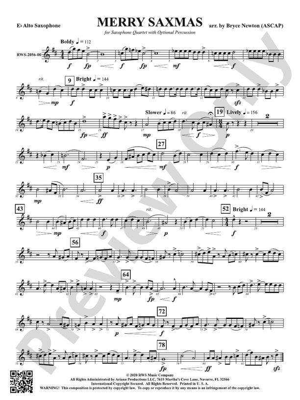 Merry Saxmas: 1st E-flat Alto Saxophone: 1st E-flat Alto Saxophone Part ...