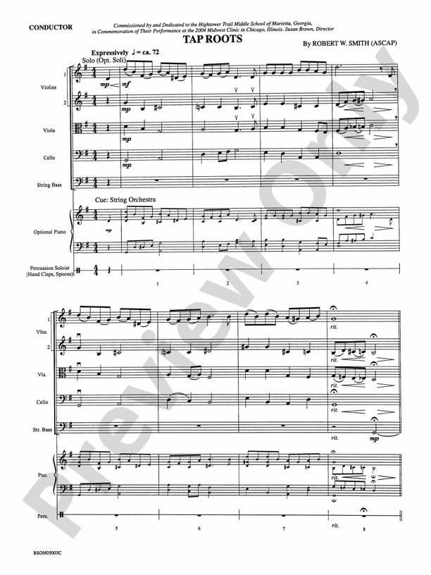 Tap Roots: String Orchestra Conductor Score & Parts: Robert W. Smith ...