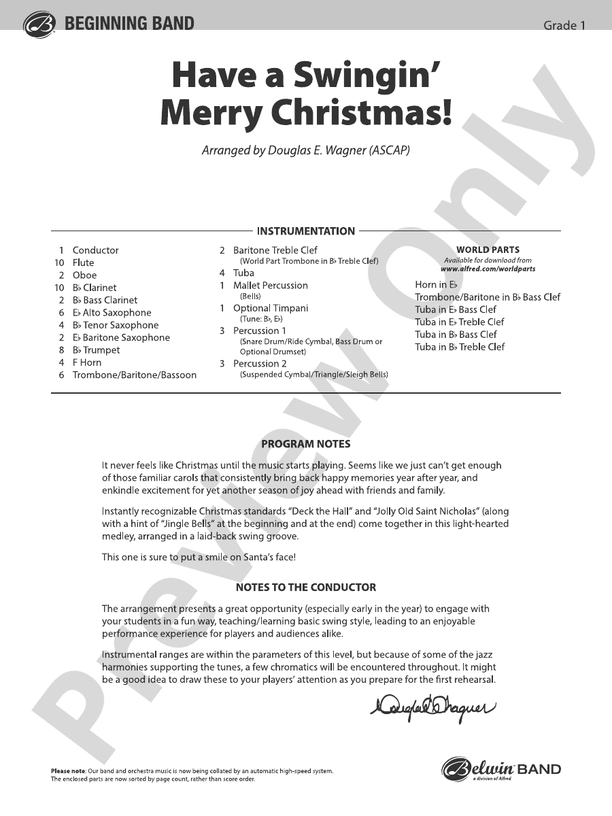 Have a Swingin' Merry Christmas!: Concert Band Conductor Score & Parts ...