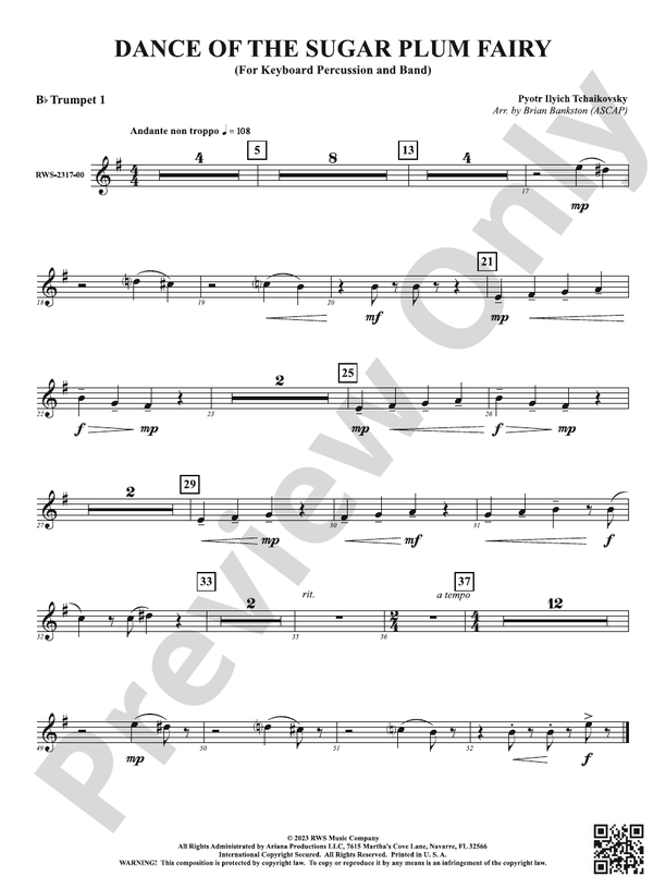 Dance of the Sugar Plum Fairy - For Keyboard Percussion and Band: 1st B-flat Trumpet: 1st B-flat ...