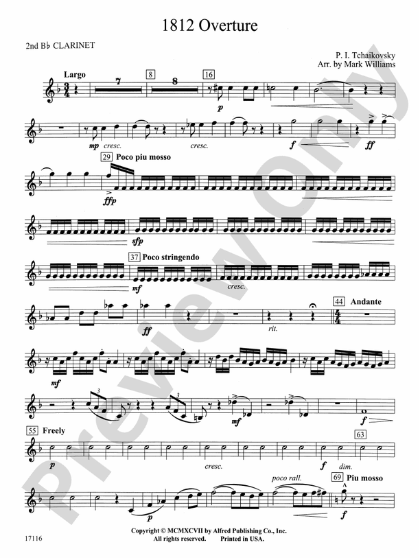 1812 Overture: 2nd B-flat Clarinet: 2nd B-flat Clarinet Part - Digital Sheet Music Download