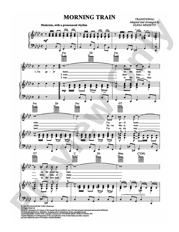 Morning Train: Piano/Vocal/Chords: Peter, Paul & Mary - Digital Sheet ...