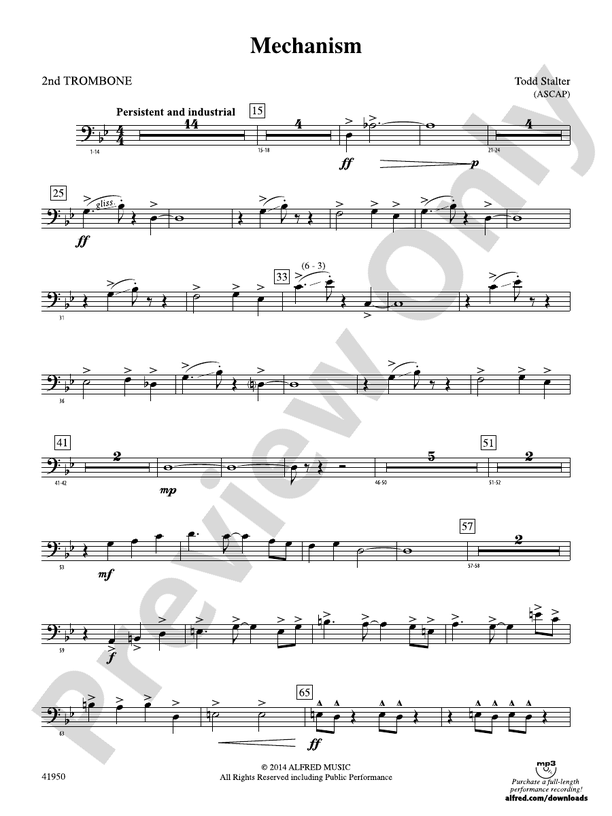 Mechanism: 2nd Trombone: 2nd Trombone Part - Digital Sheet Music Download