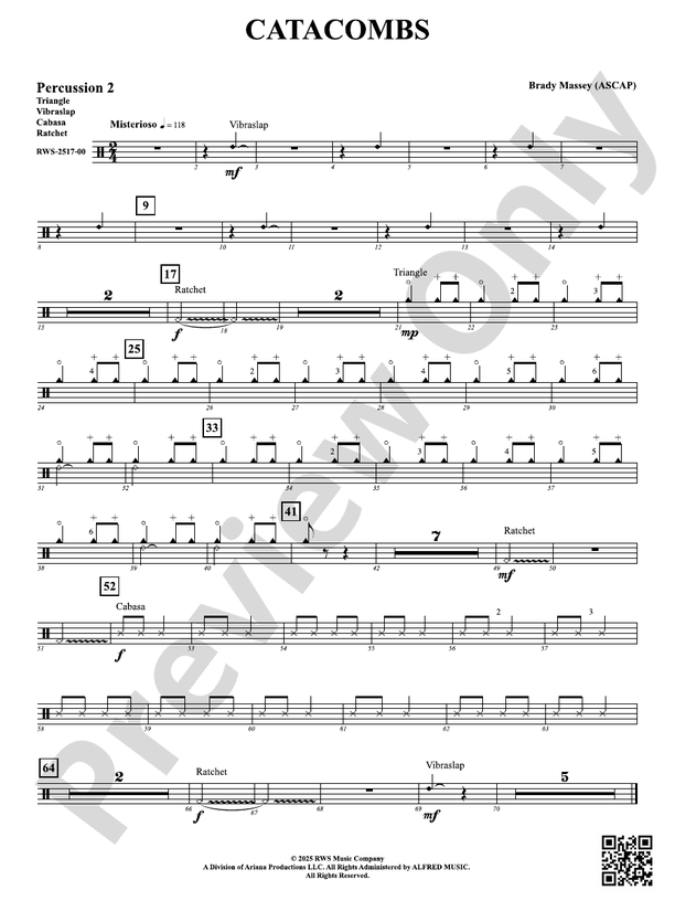 Catacombs: 2nd Percussion: 2nd Percussion Part: Brady Massey - Digital ...