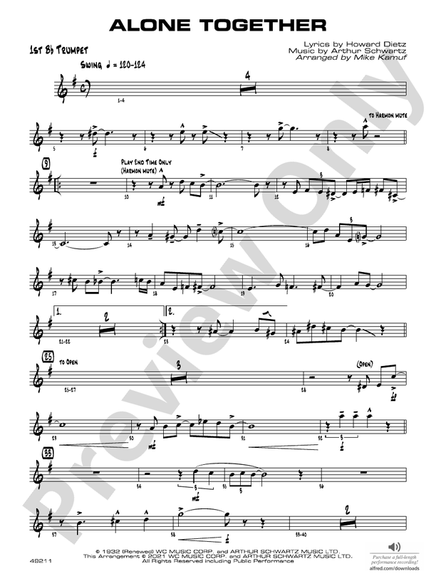 Alone Together: 1st B-flat Trumpet: 1st B-flat Trumpet Part - Digital ...