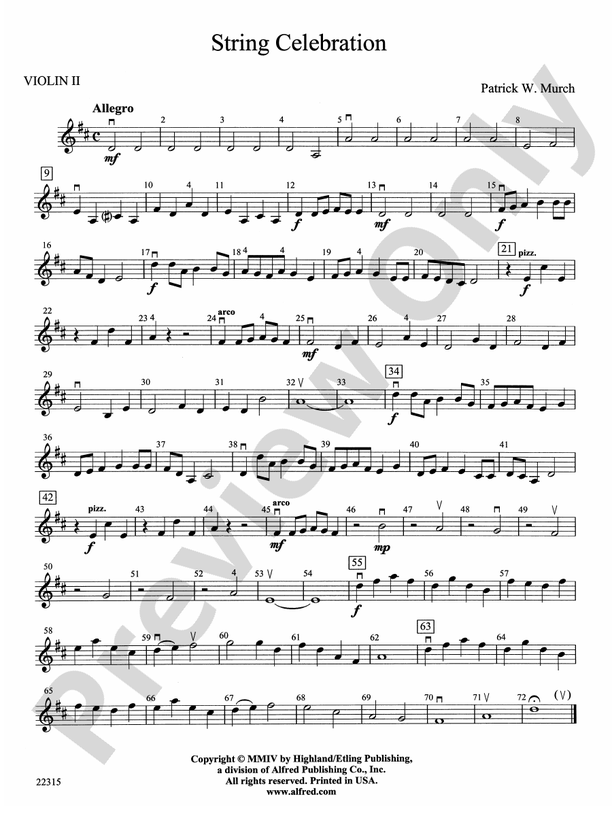 String Celebration: 2nd Violin: 2nd Violin Part - Digital Sheet Music ...