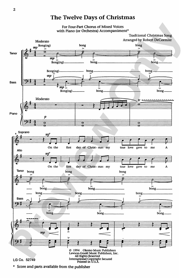 Twelve Days of Christmas: SATB Choral Octavo - Digital Sheet Music Download