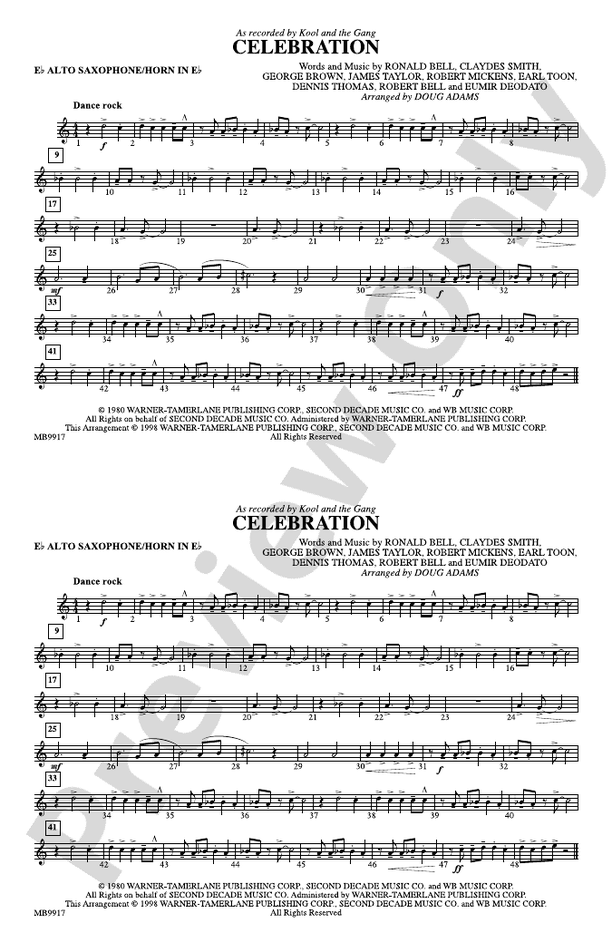 Celebration: E-flat Alto Saxophone: E-flat Alto Saxophone Part - Digital Sheet Music Download
