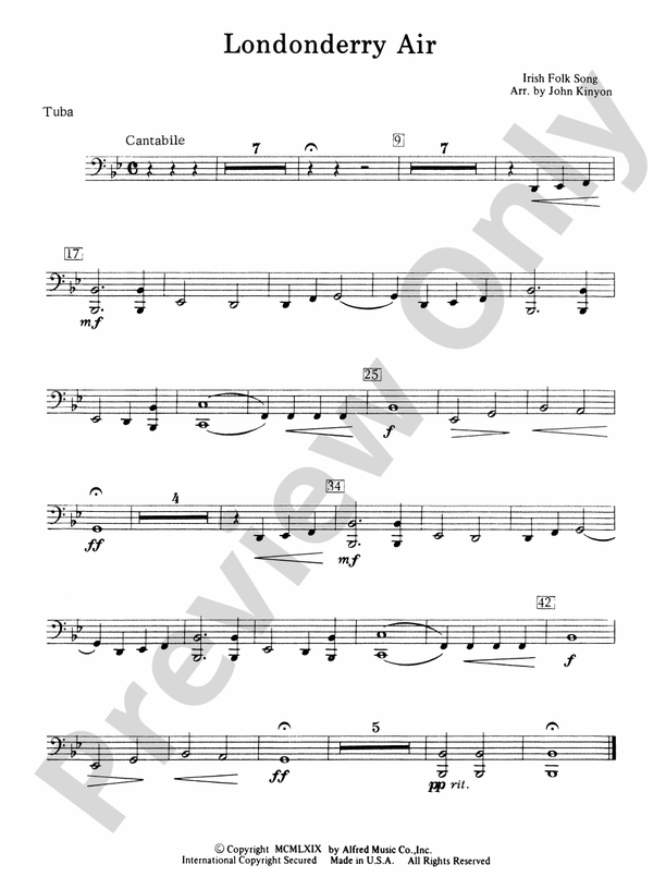 Londonderry Air (featuring the Clarinet section): Tuba: Tuba Part ...