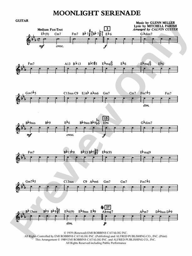Moonlight Serenade: Guitar: Guitar Part - Digital Sheet Music Download
