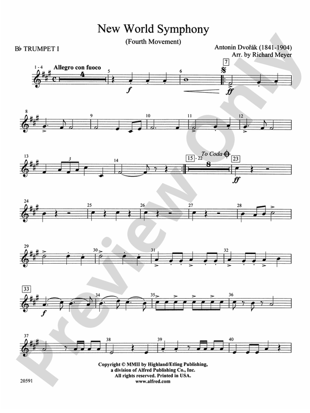 New World Symphony (Fourth Movement): 1st B-flat Trumpet: 1st B-flat Trumpet Part - Digital ...