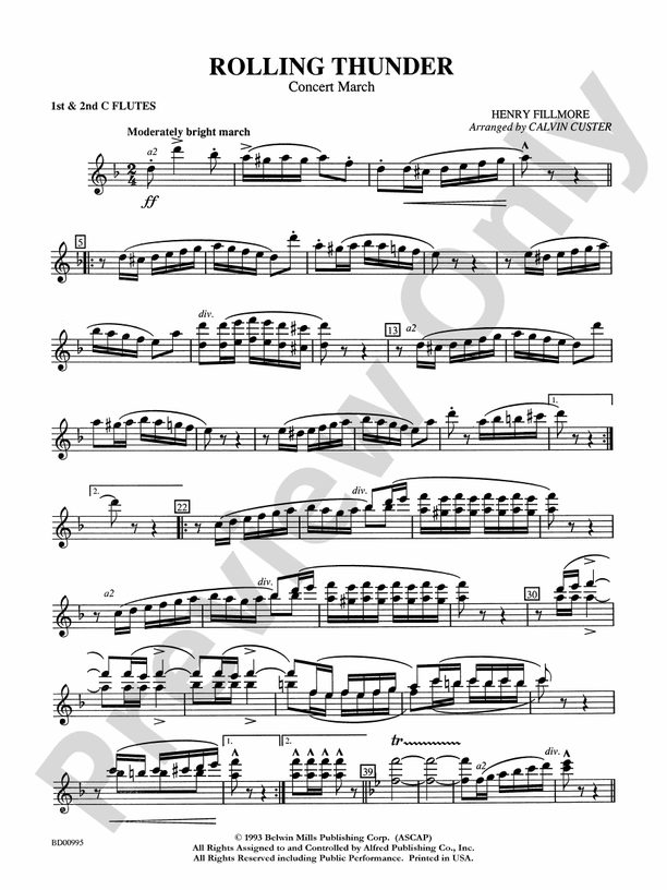 Rolling Thunder (Concert March): 1st & 2nd Flute: 1st & 2nd Flute Part - Digital Sheet Music ...