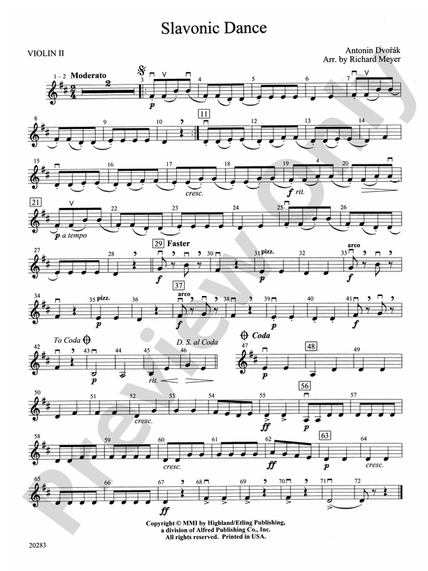 Slavonic Dance: 2nd Violin: 2nd Violin Part - Digital Sheet Music Download