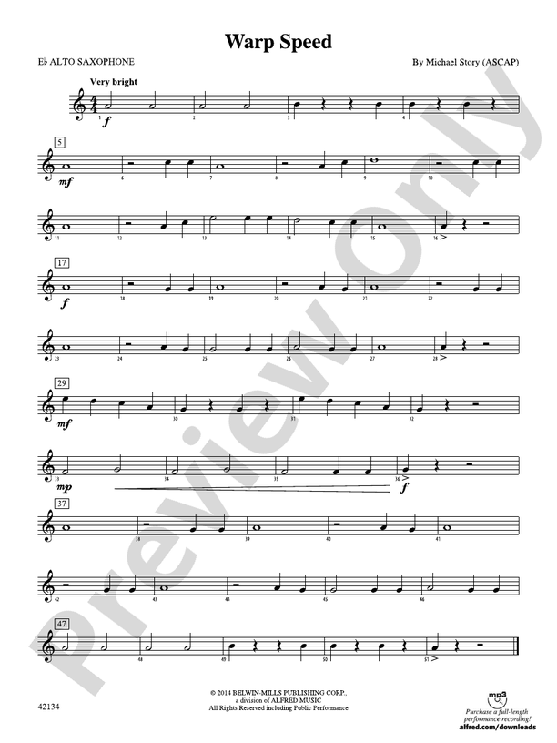 Warp Speed: E-flat Alto Saxophone: E-flat Alto Saxophone Part - Digital ...