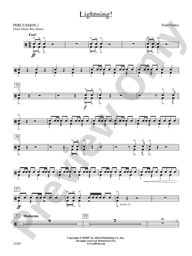 Lightning!: 1st Percussion: 1st Percussion Part - Digital Sheet Music ...