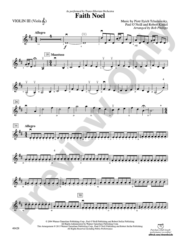 Faith Noel: 3rd Violin (Viola [TC]): 3rd Violin (Viola [TC]) Part ...