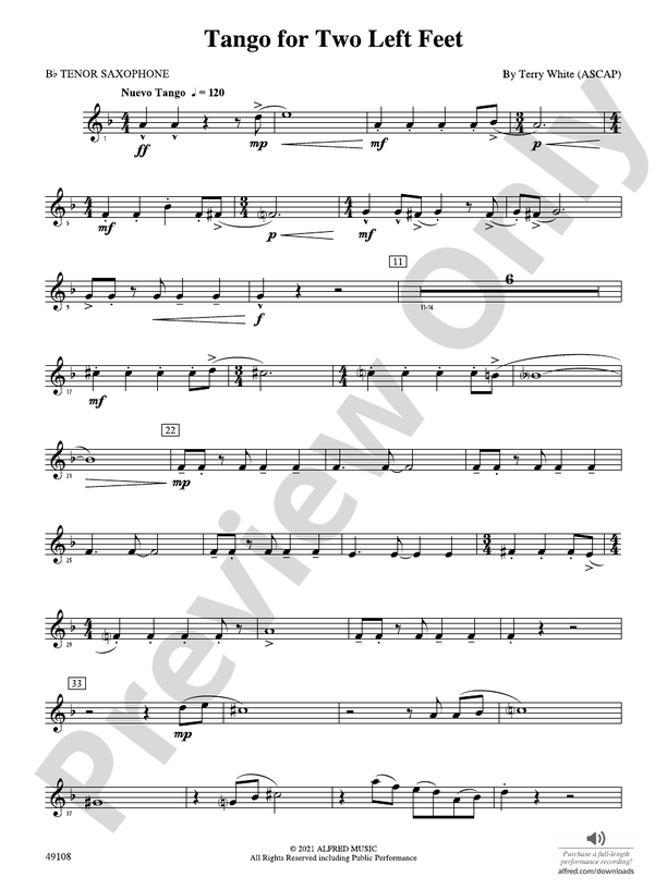 Tango for Two Left Feet: B-flat Tenor Saxophone: B-flat Tenor Saxophone ...