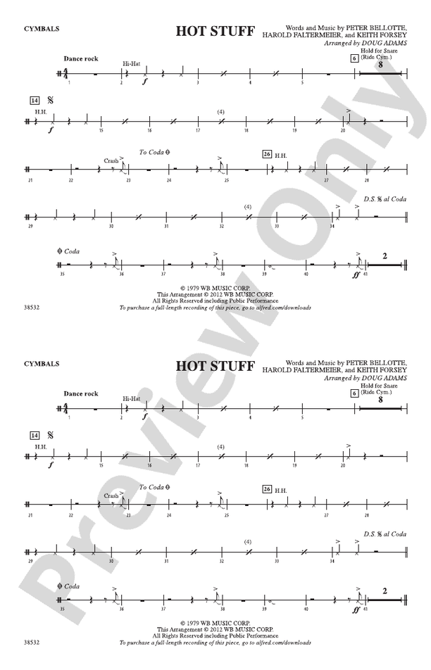 Hot Stuff: Cymbals: Cymbals Part - Digital Sheet Music Download