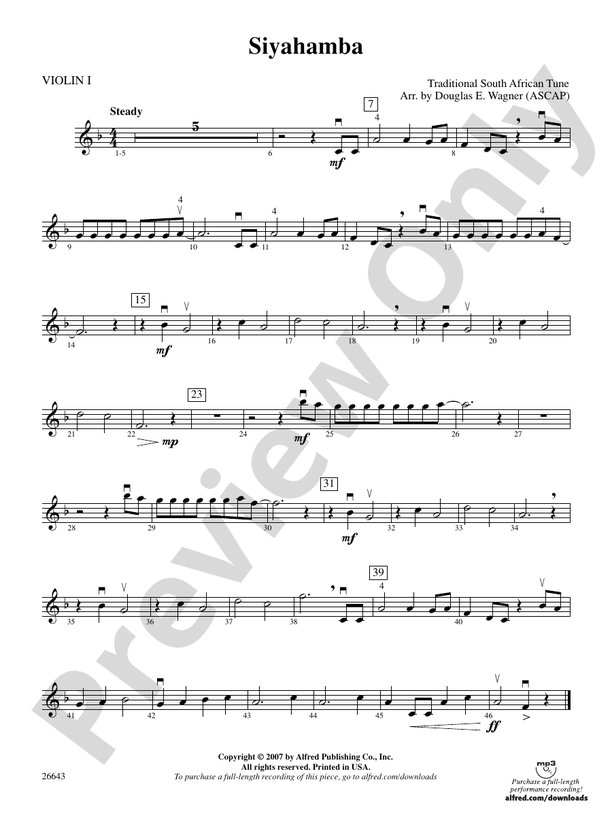 Siyahamba: 1st Violin: 1st Violin Part - Digital Sheet Music Download