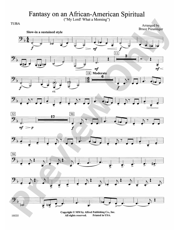 Fantasy on an African-American Spiritual: Tuba: Tuba Part - Digital ...
