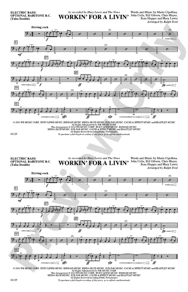 Workin' for a Livin': Electric Bass: Electric Bass Part - Digital Sheet ...