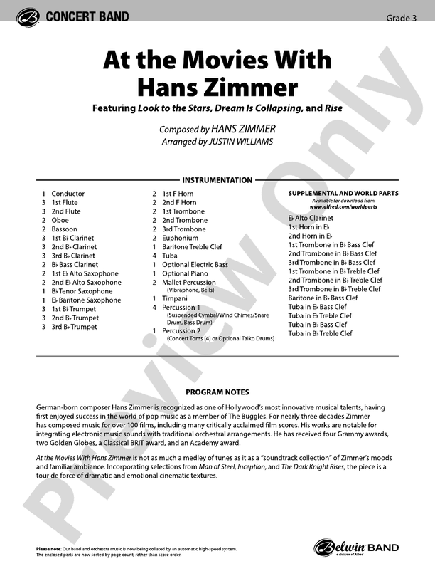 At the Movies with Hans Zimmer: Score: Concert Band Score - Digital ...