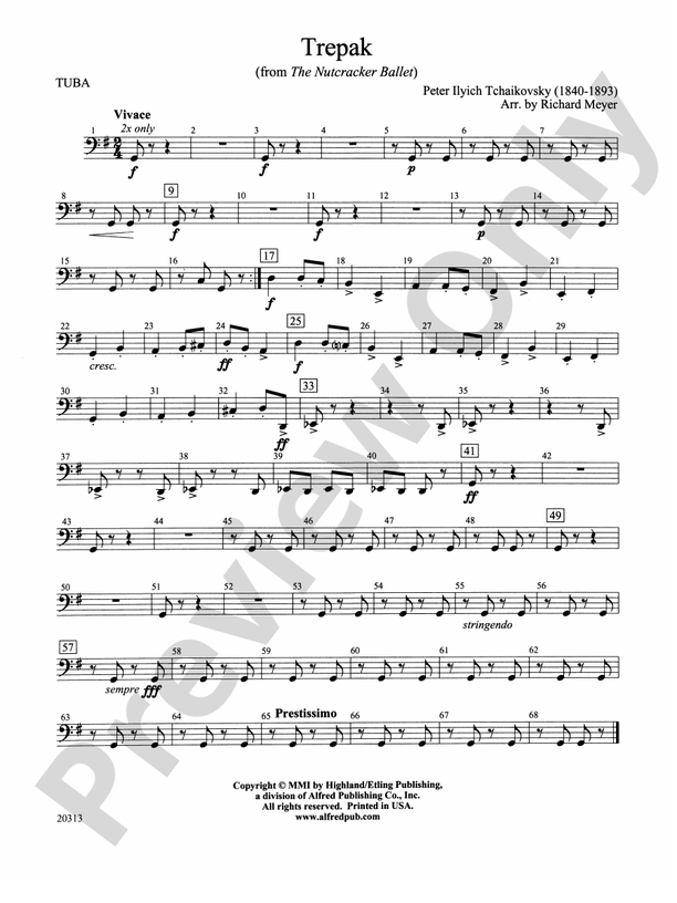 Trepak from The Nutcracker Ballet: Tuba: Tuba Part - Digital Sheet ...