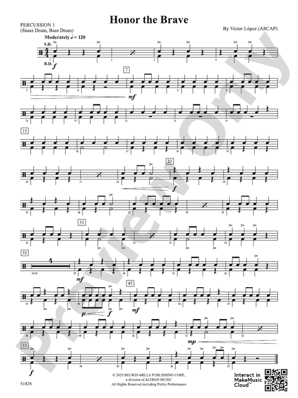 Honor the Brave: 1st Percussion: 1st Percussion Part - Digital Sheet ...