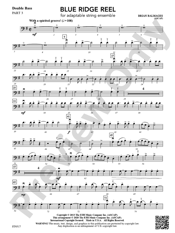 Blue Ridge Reel: Part 3 Double Bass: Part 3 Double Bass Part: Brian ...