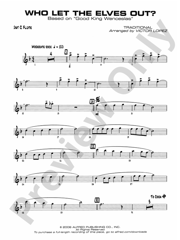 Who Let the Elves Out?: Flute: Flute Part - Digital Sheet Music Download