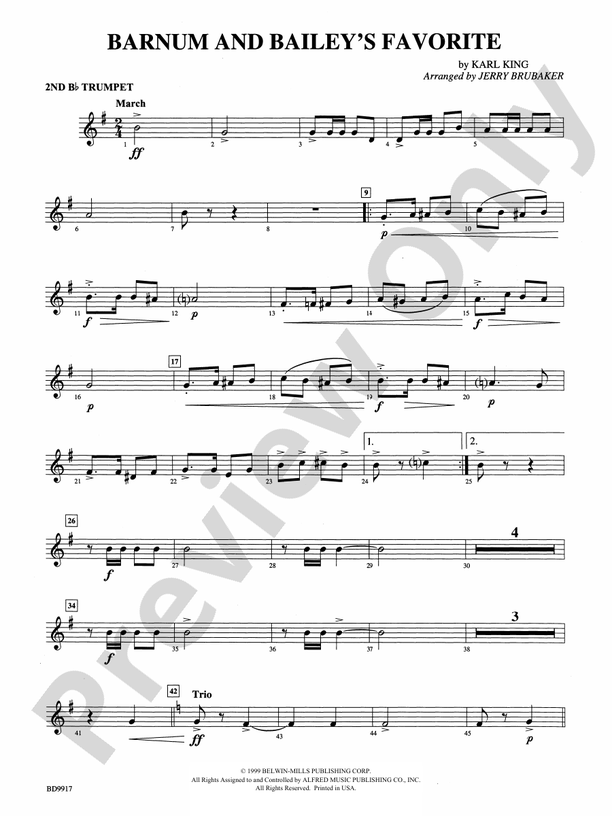 Barnum and Bailey's Favorite: 2nd B-flat Trumpet: 2nd B-flat Trumpet ...