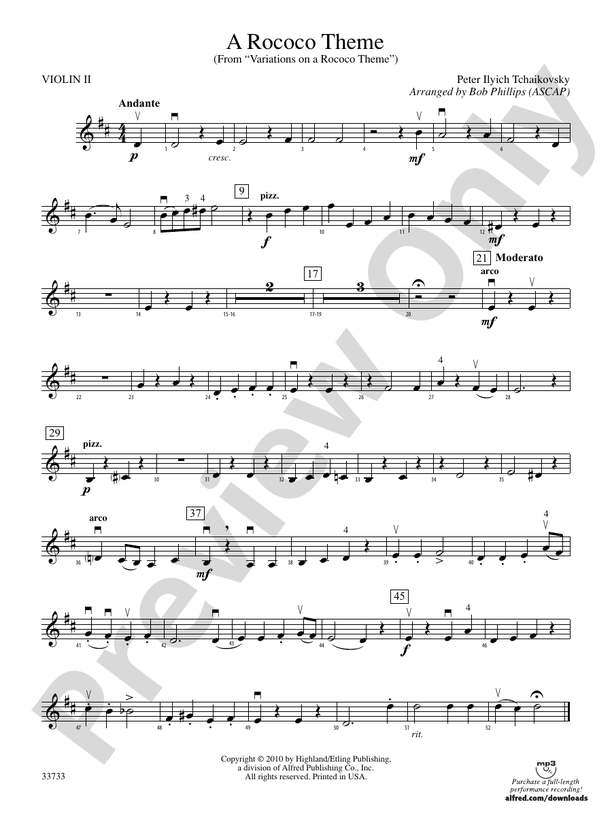 A Rococo Theme: 2nd Violin: 2nd Violin Part - Digital Sheet Music Download