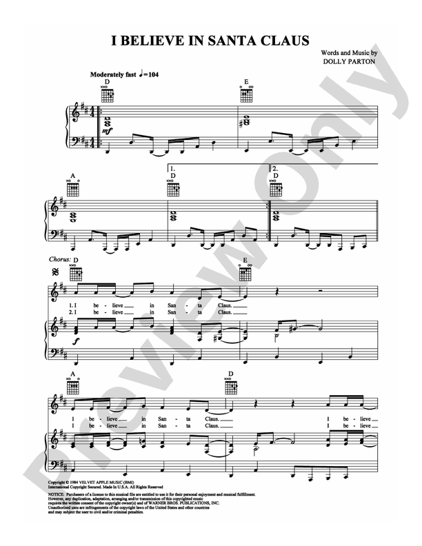 I Believe in Santa Claus: Piano/Vocal/Chords: Dolly Parton - Digital ...