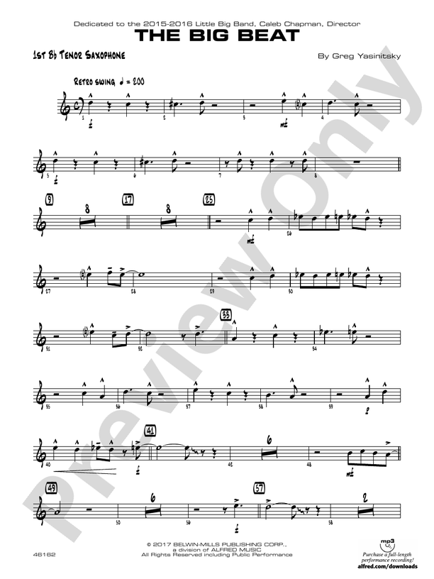 The Big Beat: B-flat Tenor Saxophone: B-flat Tenor Saxophone Part - Digital Sheet Music Download
