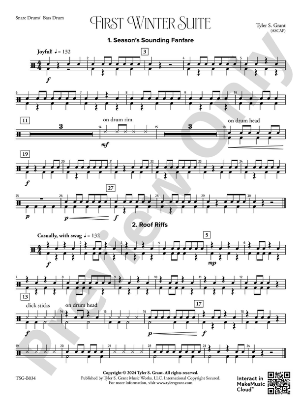First Winter Suite: Snare Drum/Bass Drum: Snare Drum/Bass Drum Part ...