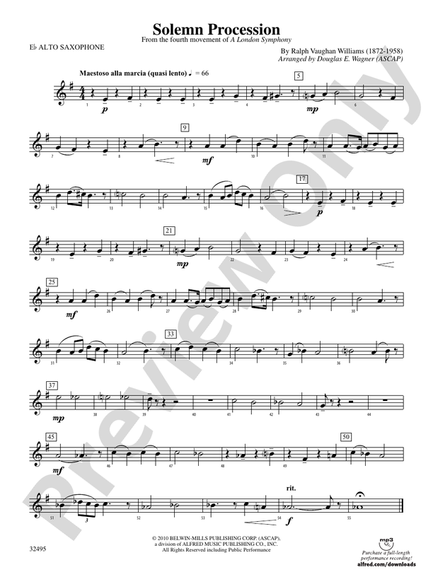 Solemn Procession: E-flat Alto Saxophone: E-flat Alto Saxophone Part ...