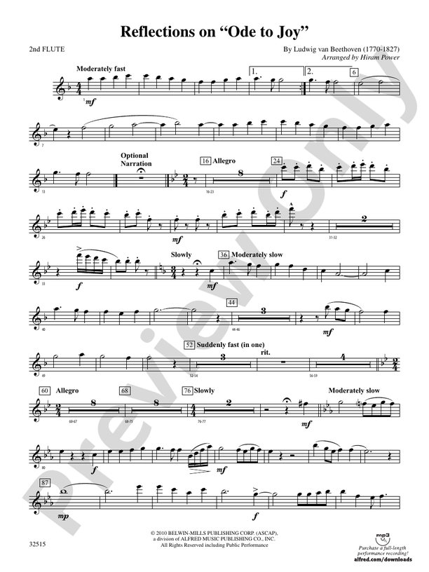 Reflections on "Ode to Joy": 2nd Flute: 2nd Flute Part - Digital Sheet ...